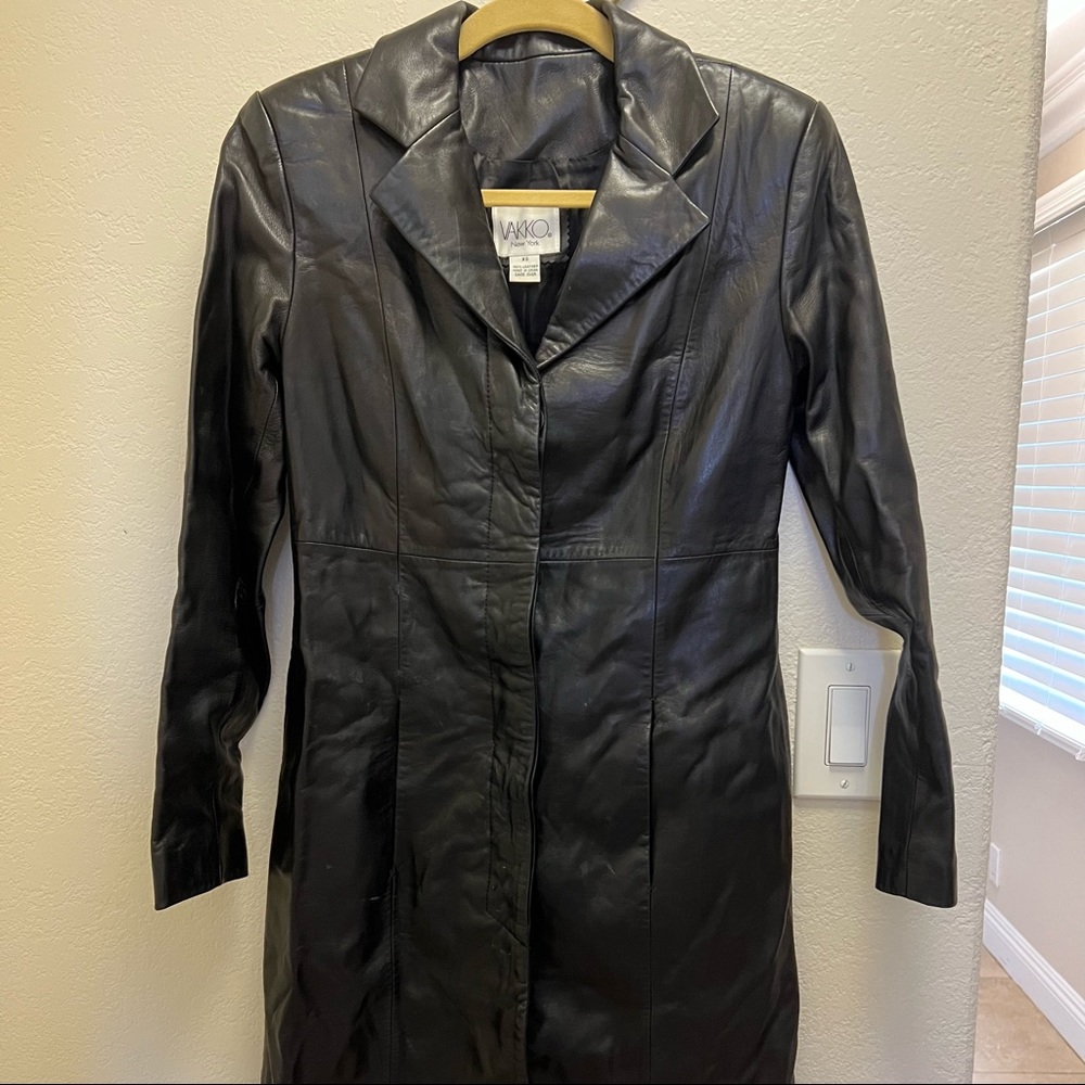 Vakko Three-Quarter Length Leather Coat - Gem